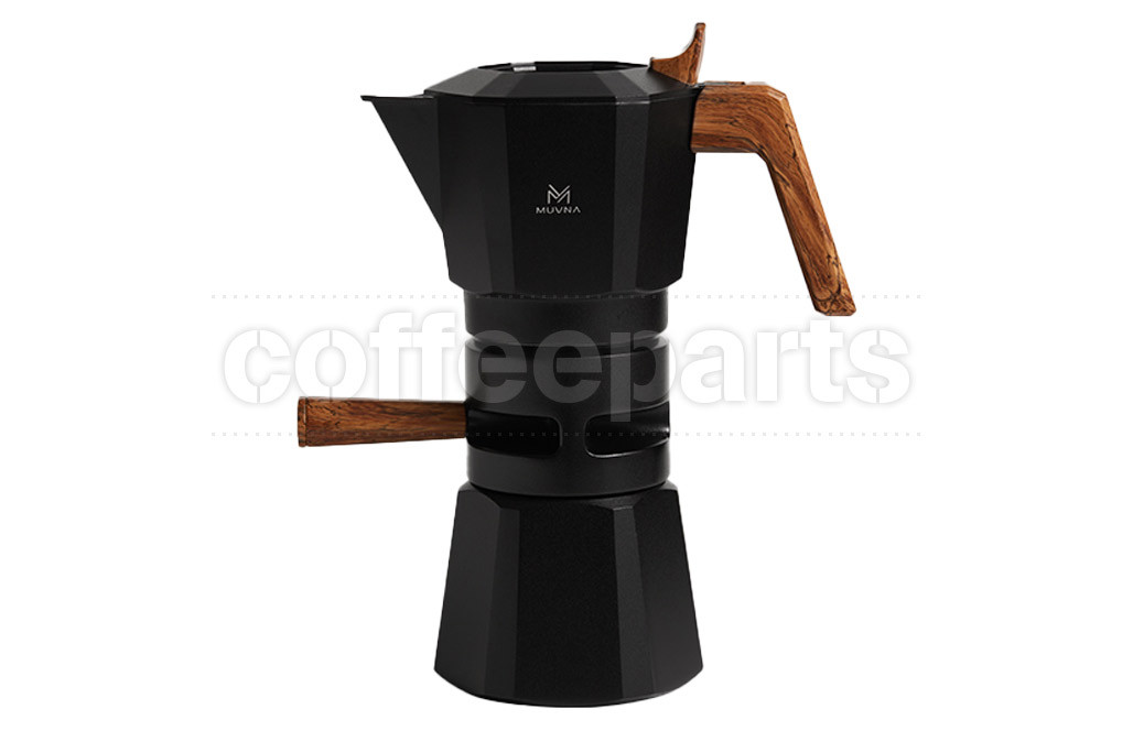 Muvna Temp Controlled Double Valve Moka Pot 4-Cups: Black | Coffee Parts